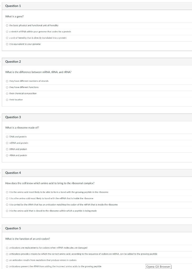 Solved Question 1 What is a gene? the basic physical and | Chegg.com