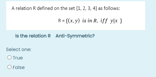 Solved A relation R defined on the set {1,2,3,4} as follows: | Chegg.com