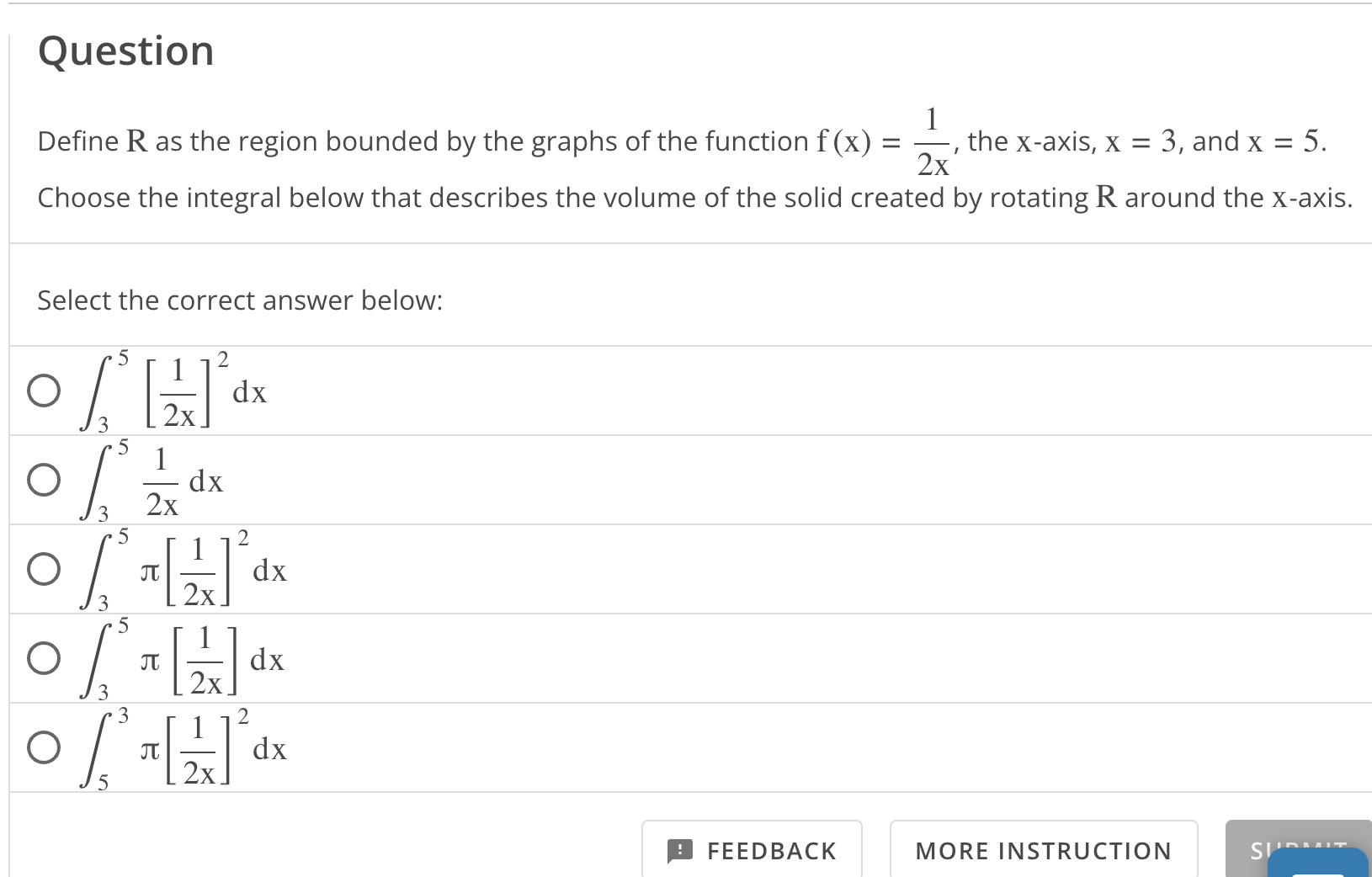 Solved QuestionDefine R ﻿as the region bounded by the graphs | Chegg.com