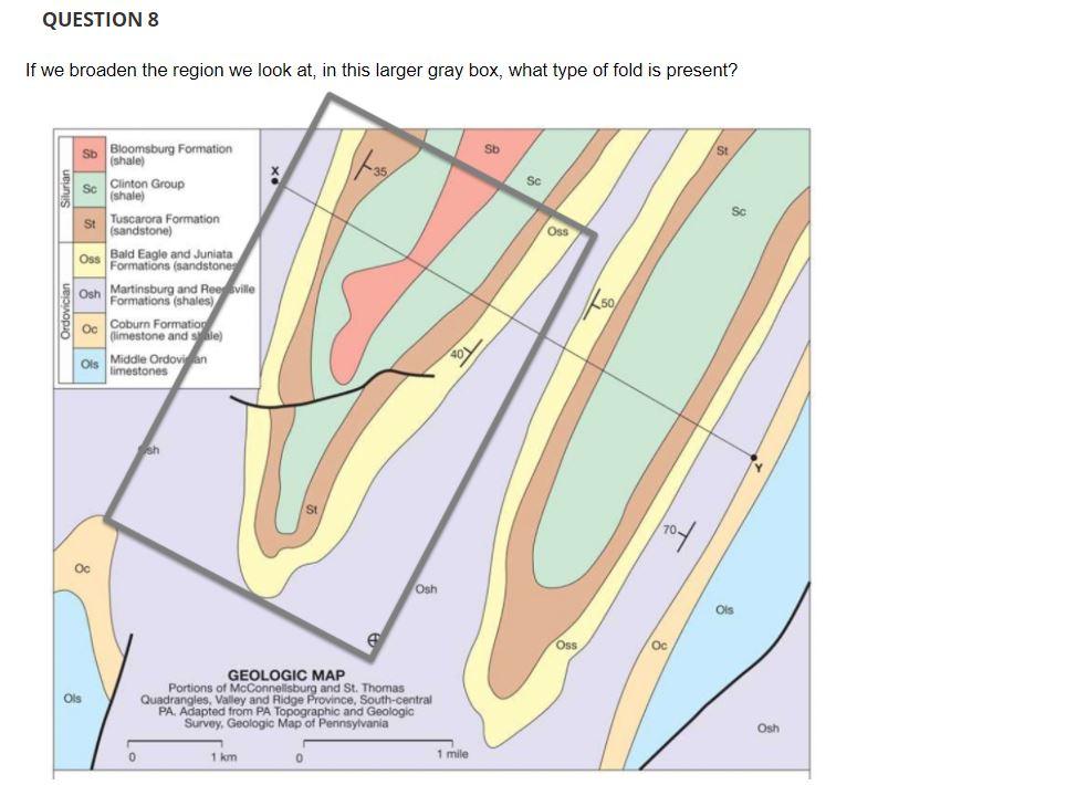 Solved This is a geologic map (aerial/map view) of a given | Chegg.com