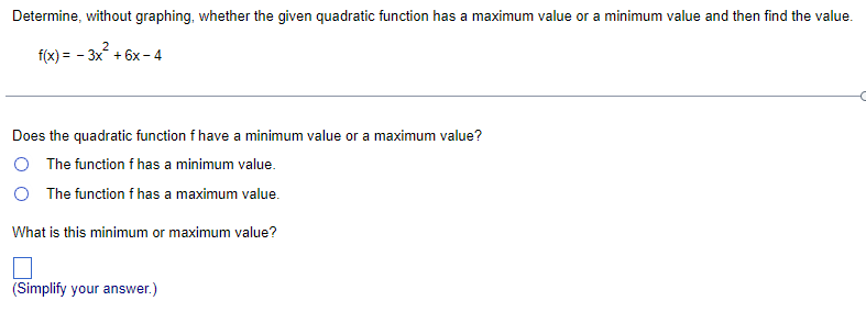 Solved Determine Without Graphing Whether The Given Chegg
