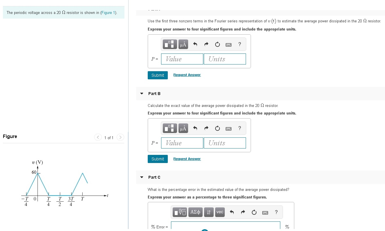 Solved The periodic voltage across a 202 resistor is shown | Chegg.com