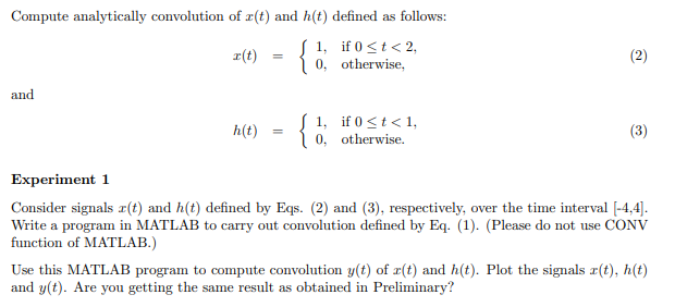Solved Compute analytically convolution of r(t) and h(t) | Chegg.com