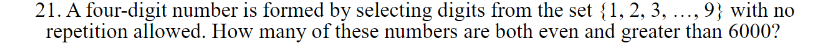 Solved 21. A four-digit number is formed by selecting digits | Chegg.com