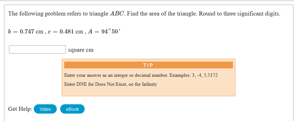 Solved The following problem refers to triangle ABC. Find | Chegg.com