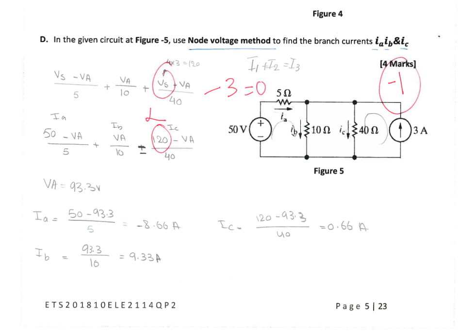 Solved D. In the given circuit at Figure -5, use Node | Chegg.com