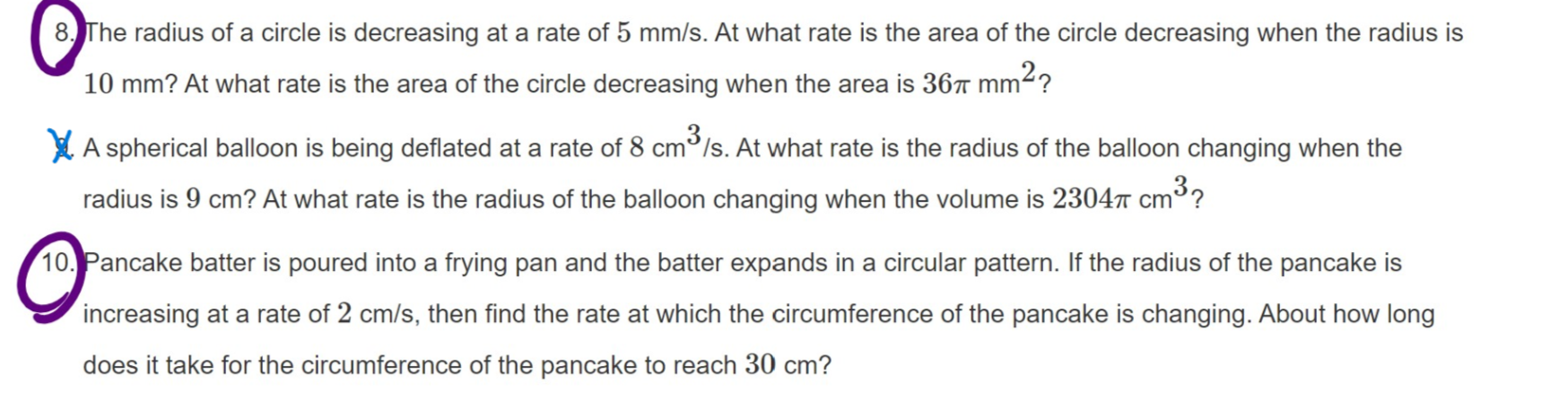 Solved 8. The radius of a circle is decreasing at a rate of | Chegg.com