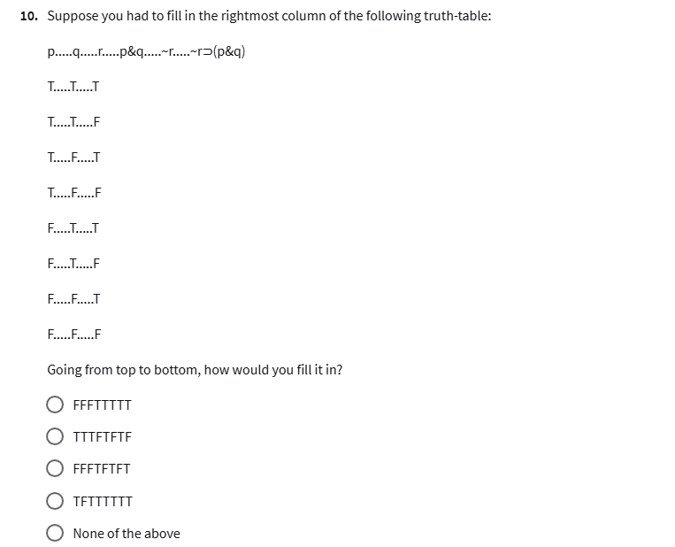 10. ﻿Suppose you had to fill in the rightmost column | Chegg.com