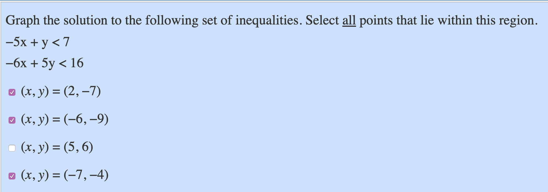 Solved Graph the solution to the following set of | Chegg.com