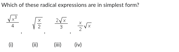 Solved Which of these radical expressions are in simplest | Chegg.com