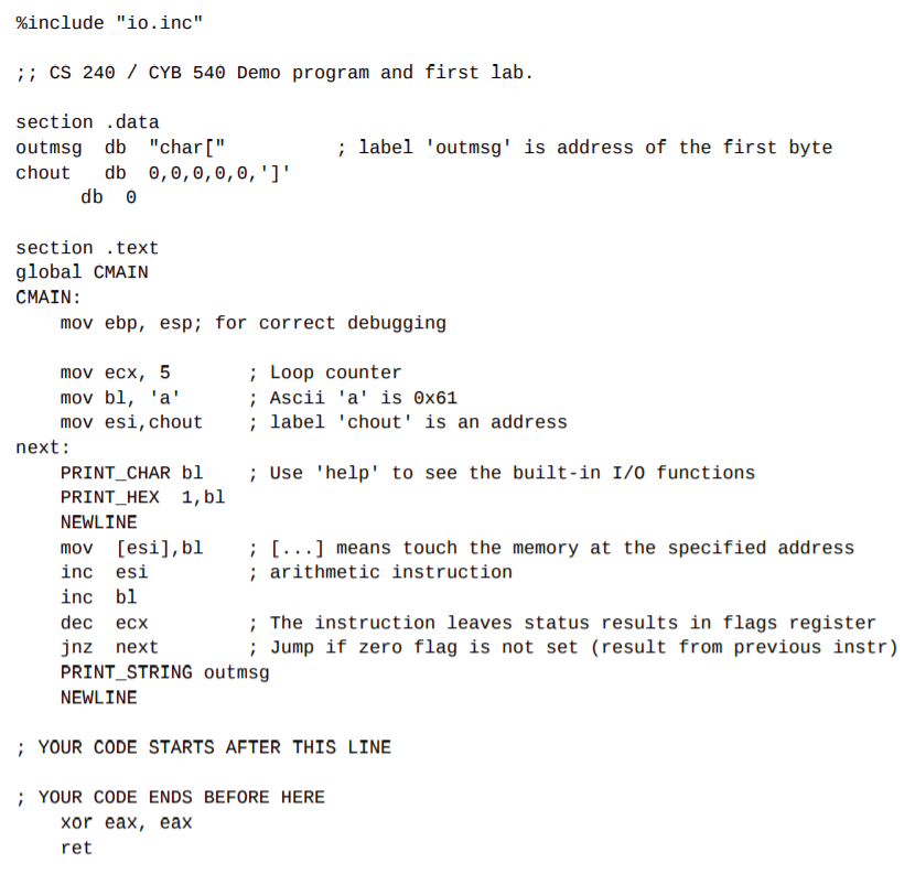 Solved Assembly Programming Language Intel 32 byte: Starting | Chegg.com