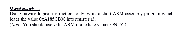 Solved Question #4 : Using bitwise logical instructions | Chegg.com