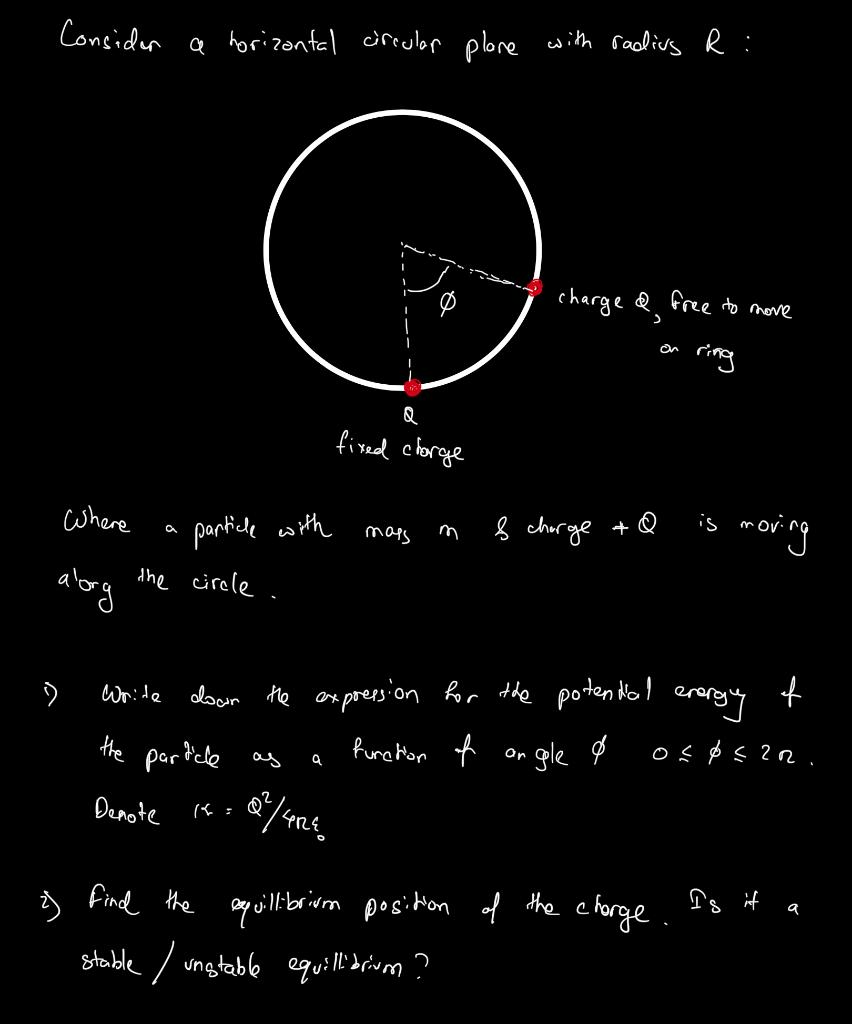 Solved Consider a horizontal circular plane with radius R : | Chegg.com