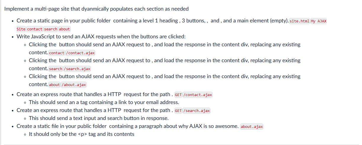 Solved Implement a multi-page site that dyanmically | Chegg.com