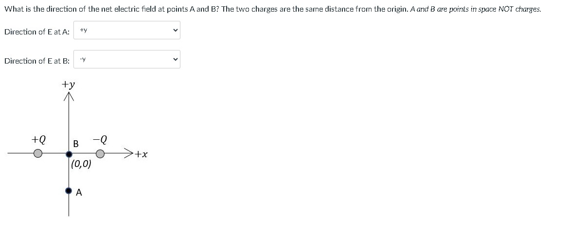 Solved What is the direction of the net electric field at | Chegg.com