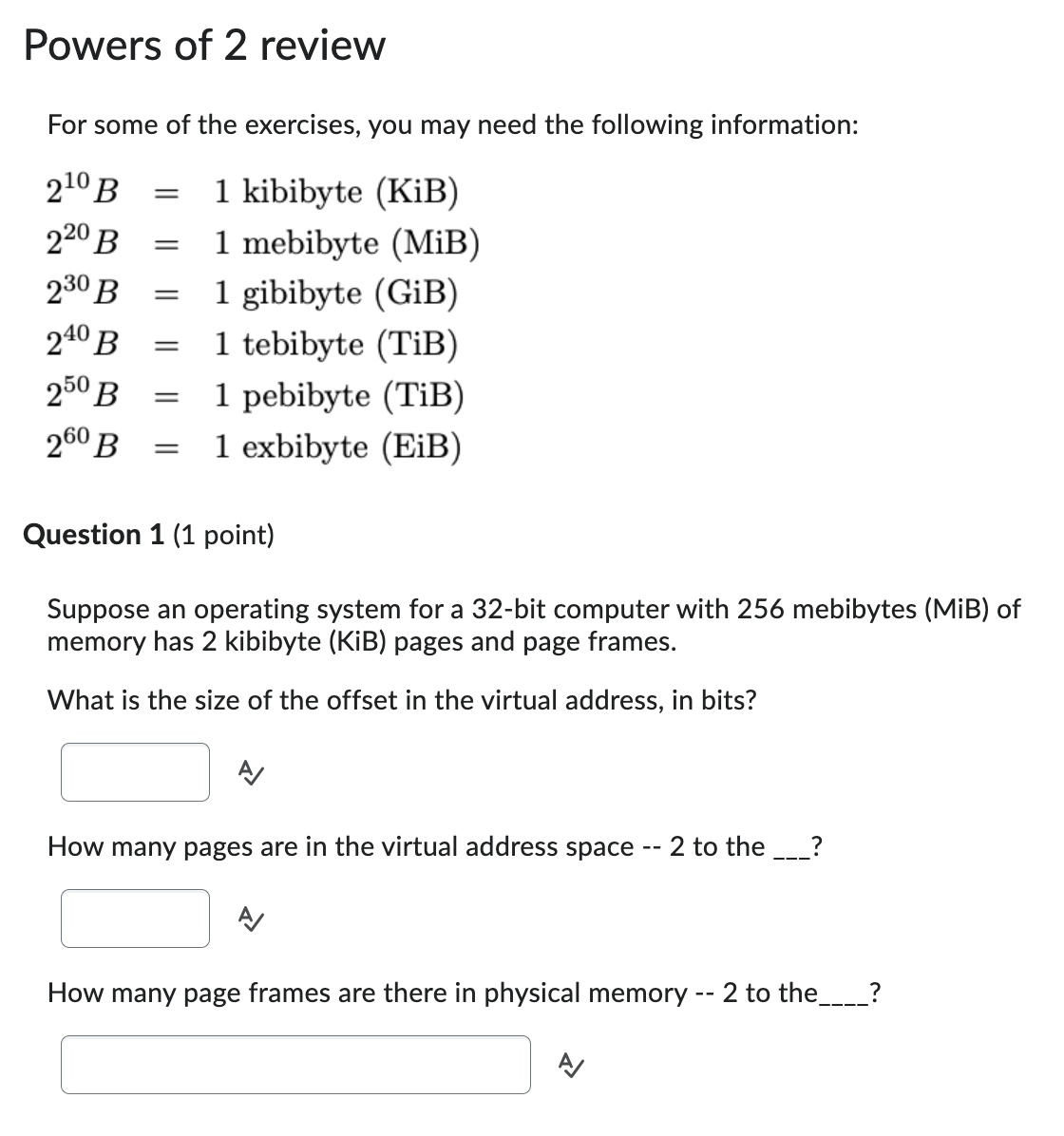 Solved Powers of 2 review For some of the exercises, you may | Chegg.com