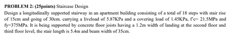 Solved PROBLEM 2: (25points) Staircase Design Design a | Chegg.com