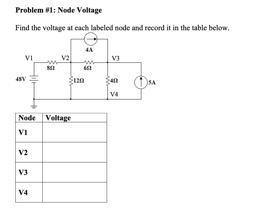 Solved Problem #1: Node Voltage Find the voltage at each | Chegg.com