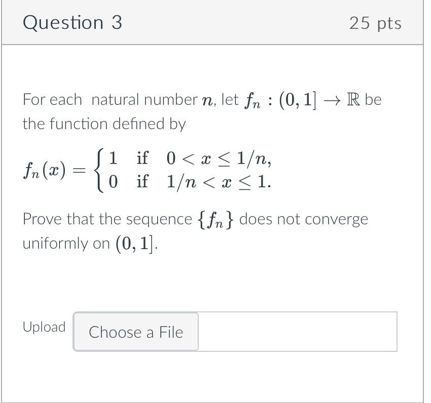 Solved For each natural number n, let fn:(0,1]→R be the | Chegg.com