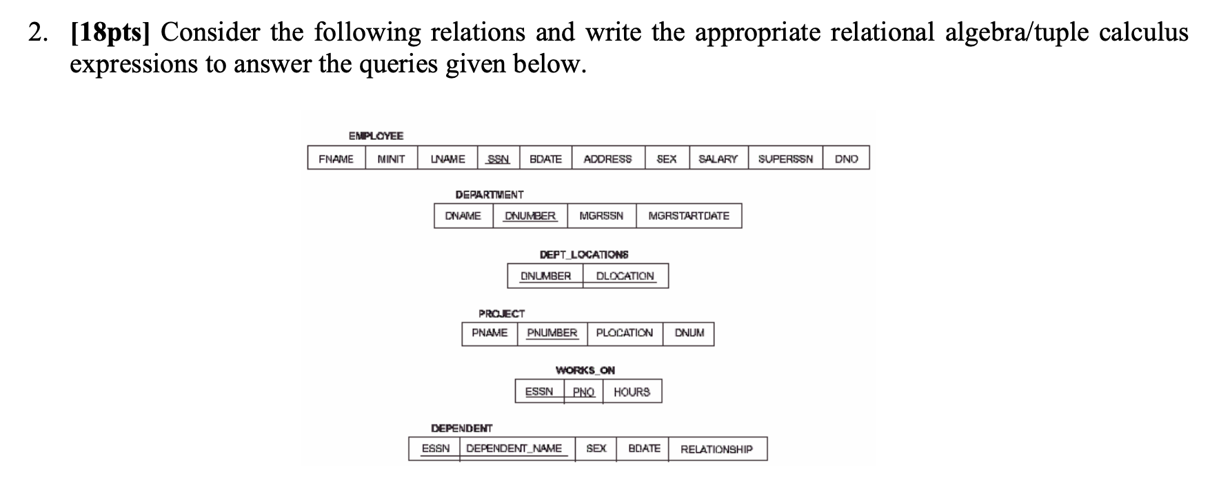 Solved 2. [18pts] Consider the following relations and write | Chegg.com