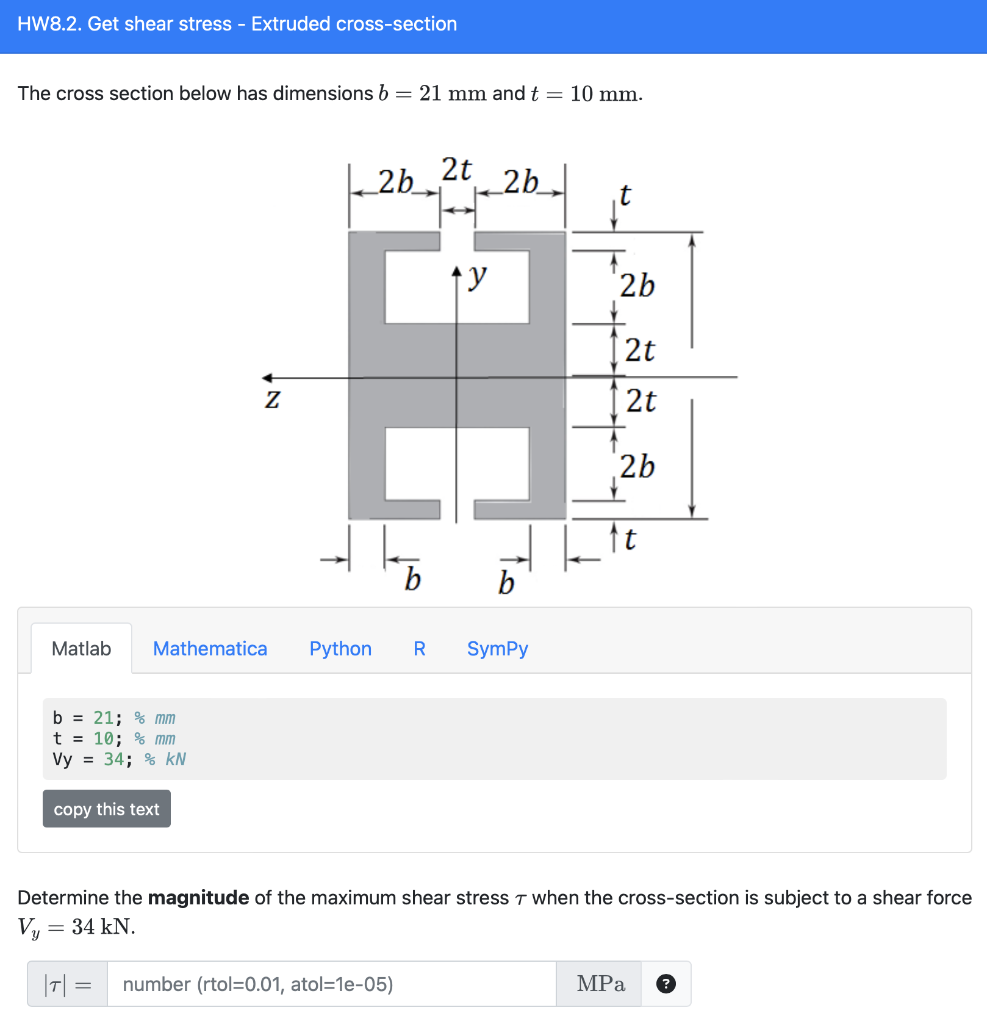 Solved The cross section below has dimensions b=21 mm and | Chegg.com