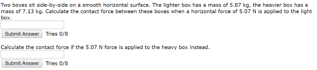 Solved Two boxes sit side-by-side on a smooth horizontal | Chegg.com