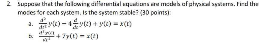 Solved 2. Suppose that the following differential equations | Chegg.com