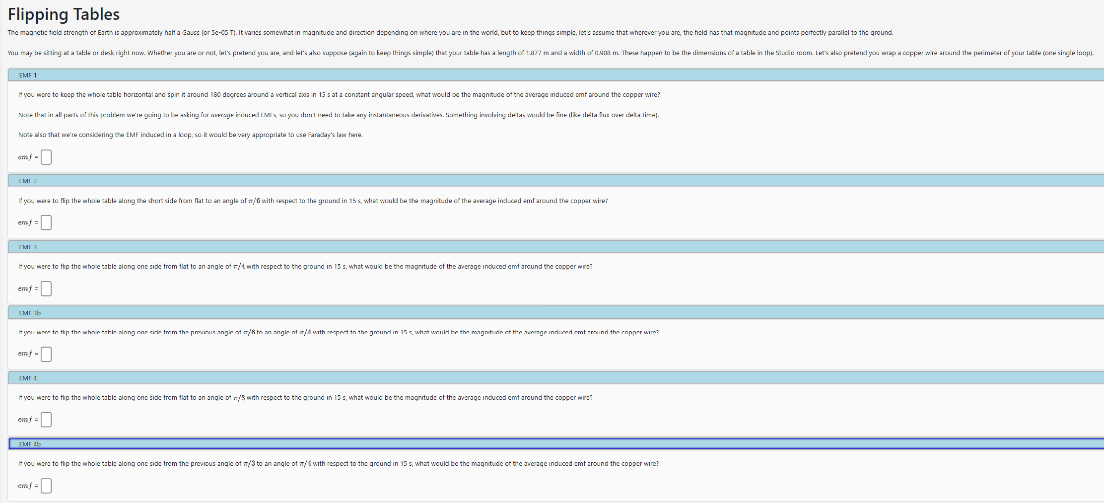 Solved Flipping TablesEMF 1If you were to keep the whole | Chegg.com