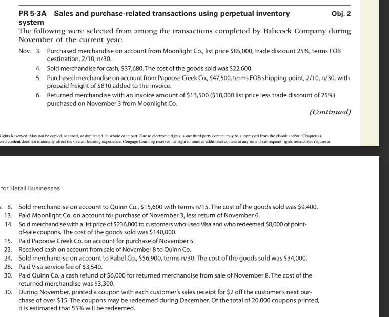 Solved PR 5-3A Sales and purchase-related transactions using | Chegg.com
