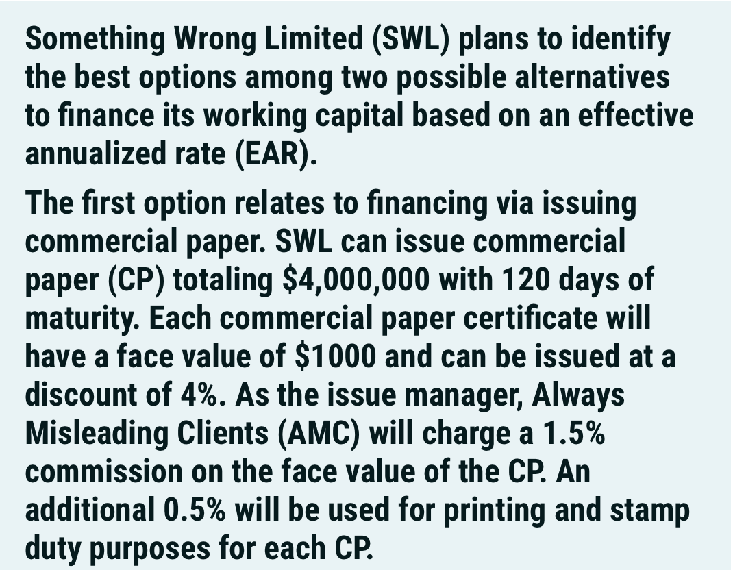 Something Wrong Limited (SWL) plans to identify the | Chegg.com