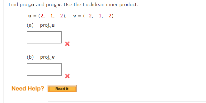 Solved Find projVu and projuv. Use the Euclidean inner | Chegg.com