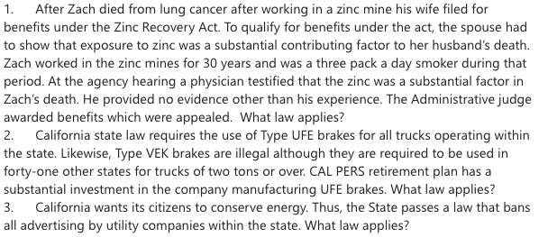 1. After Zach died from lung cancer after working in | Chegg.com