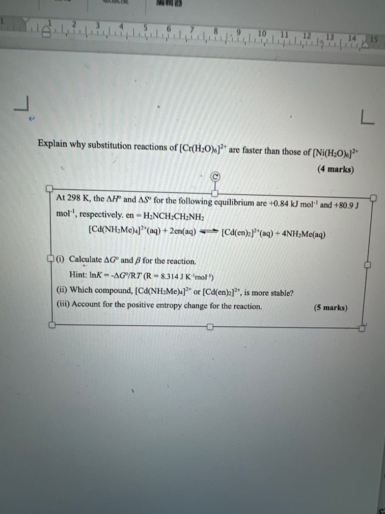 Solved Explain why substitution reactions of [Cr(H2O)6]2+ | Chegg.com