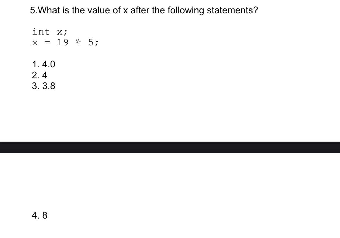 Solved 5.What is ﻿the value of x ﻿after the following | Chegg.com