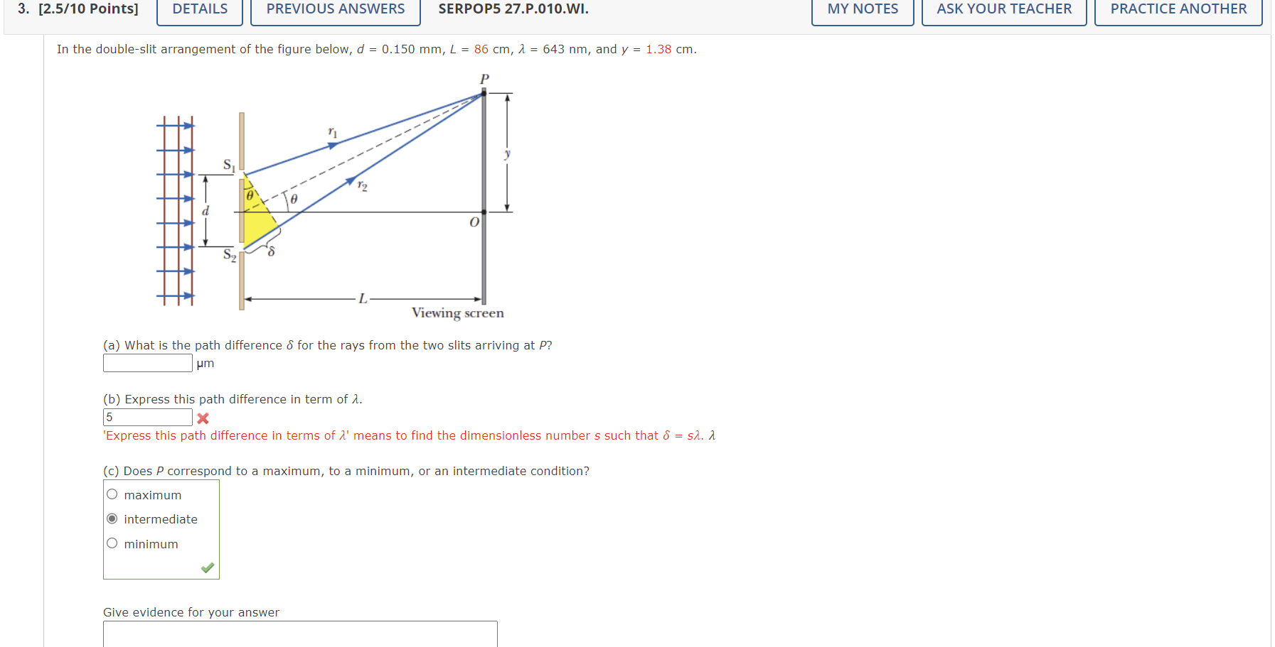Solved e double-slit arrangement of the figure below, | Chegg.com