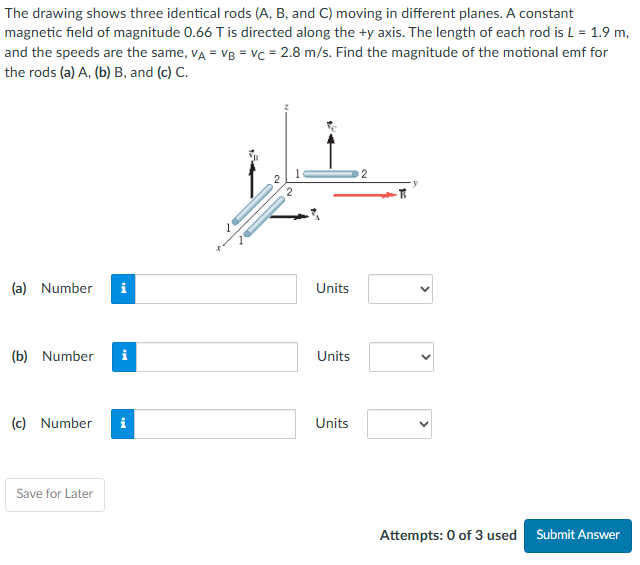 Solved The drawing shows three identical rods (A, B, and C) | Chegg.com