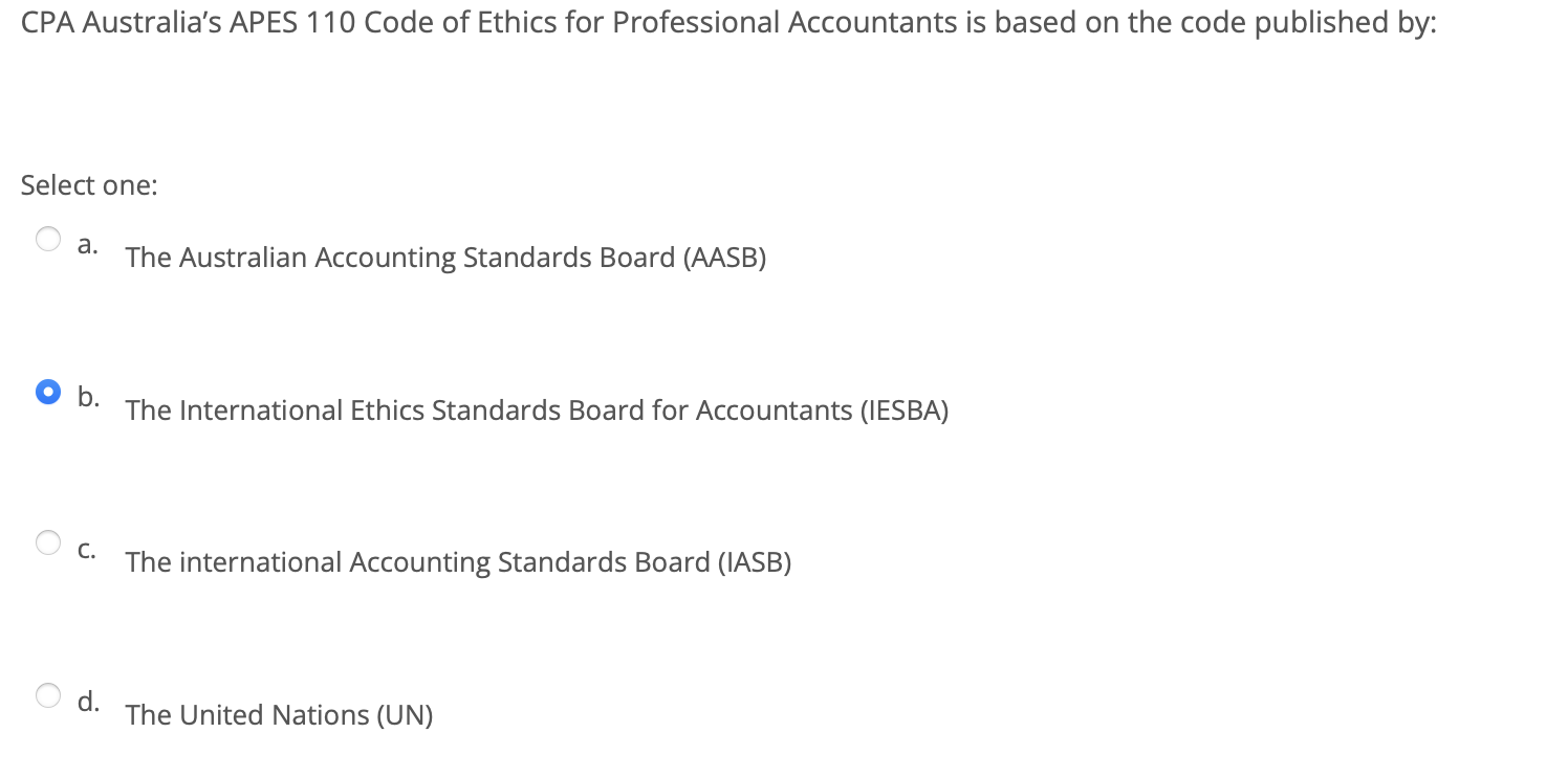 Solved CPA Australia's APES 110 Code of Ethics for | Chegg.com