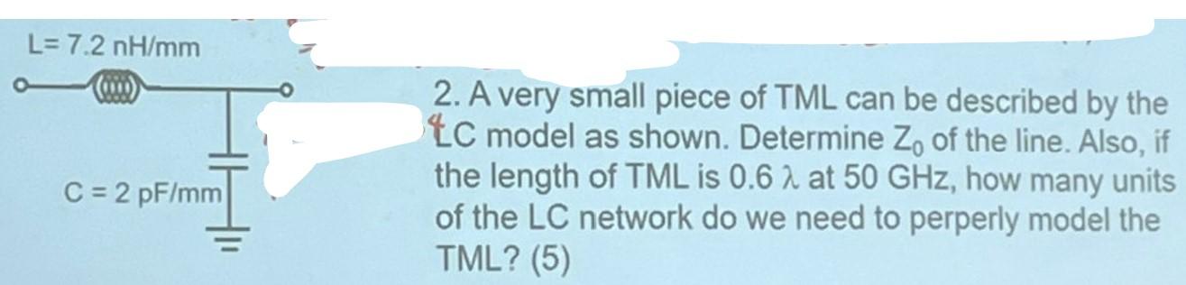 Solved L= 7.2 nH/mm 2. A very small piece of TML can be | Chegg.com