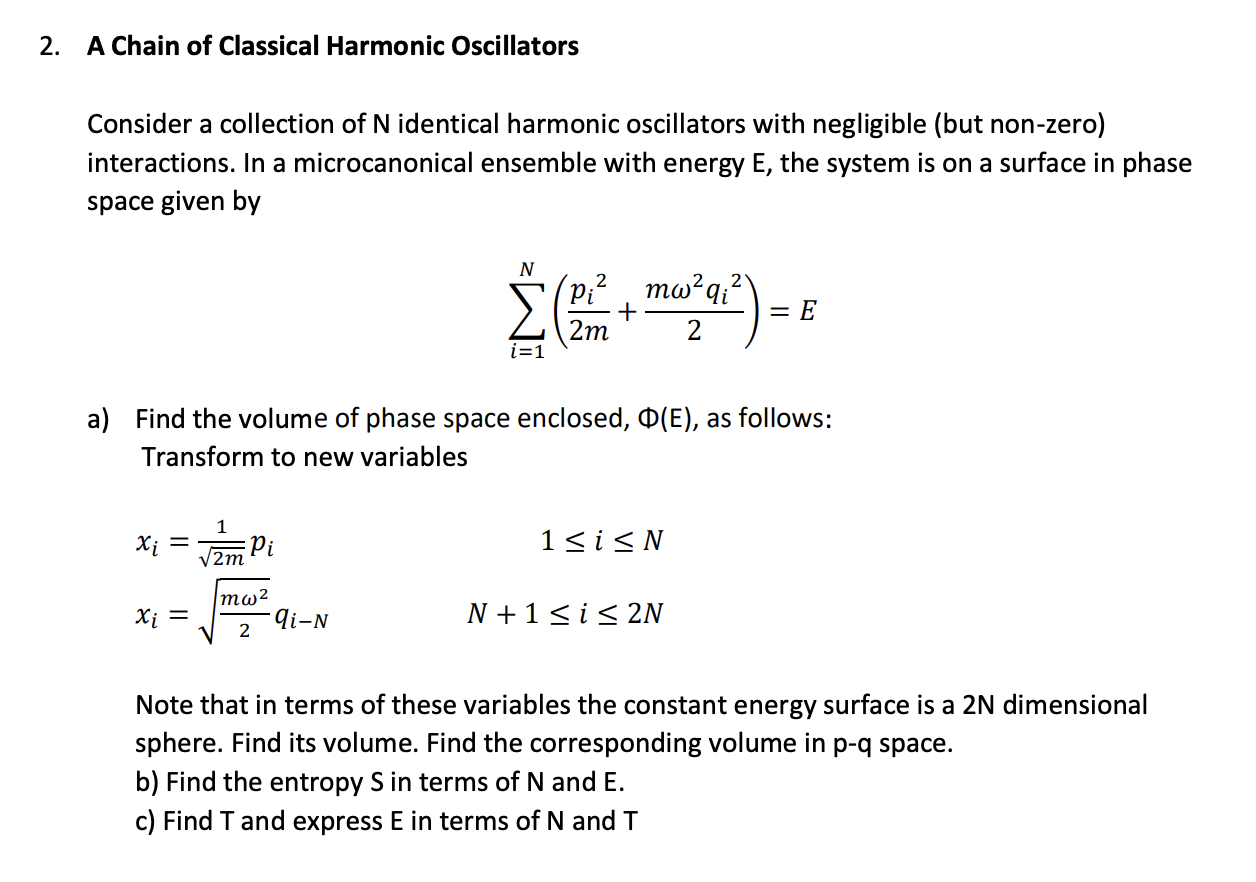 Solved 2. A Chain of Classical Harmonic Oscillators Consider | Chegg.com