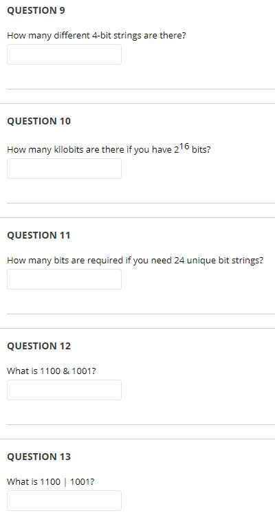 Solved QUESTION 9 How many different 4-bit strings are | Chegg.com