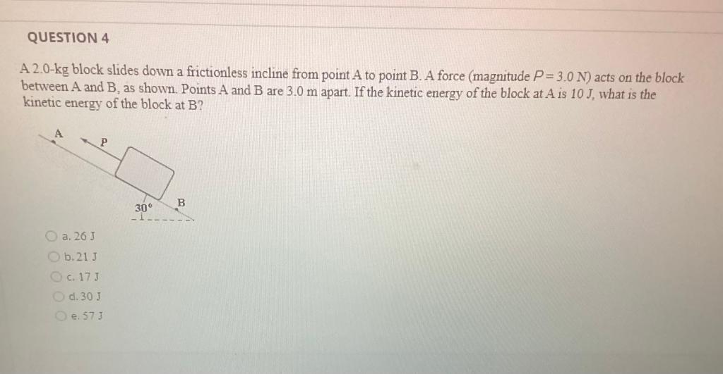 Solved A 2.0-kg block slides down a frictionless incline | Chegg.com