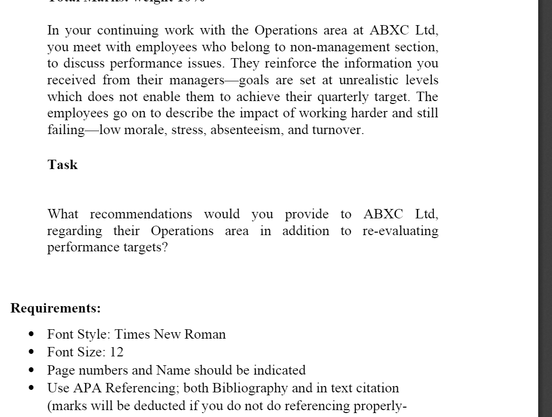 Solved In your continuing work with the Operations area at | Chegg.com