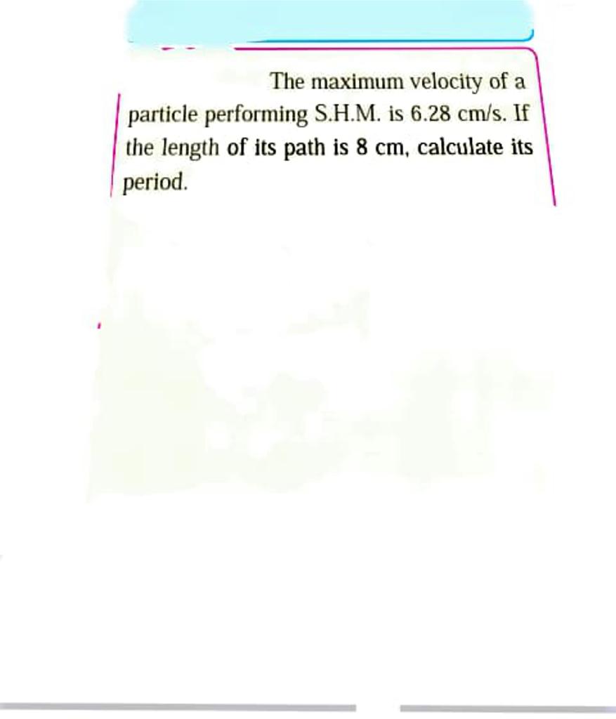 Solved The maximum velocity of a particle performing S.H.M. | Chegg.com