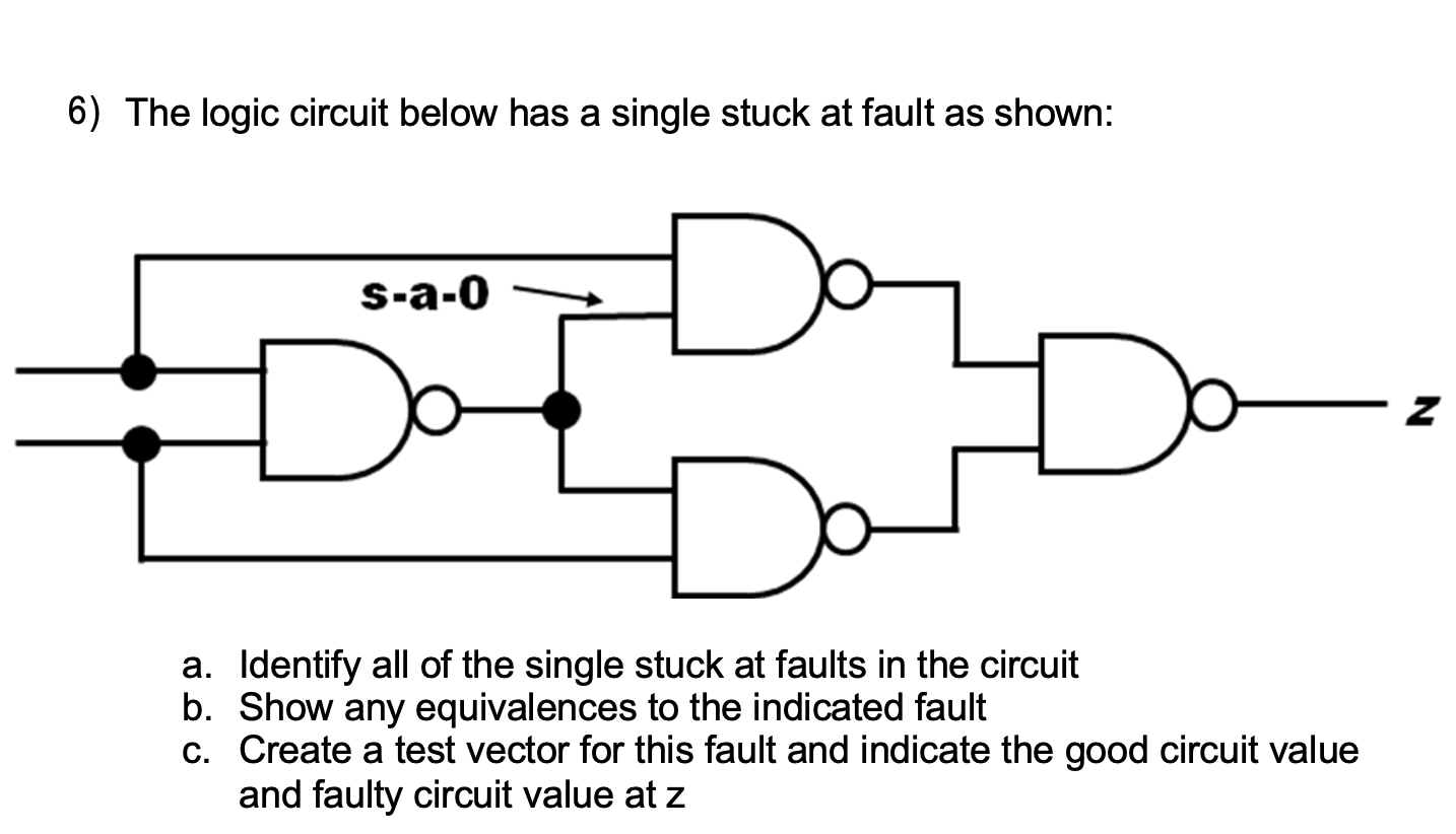 Solved 6 The Logic Circuit Below Has A Single Stuck At 