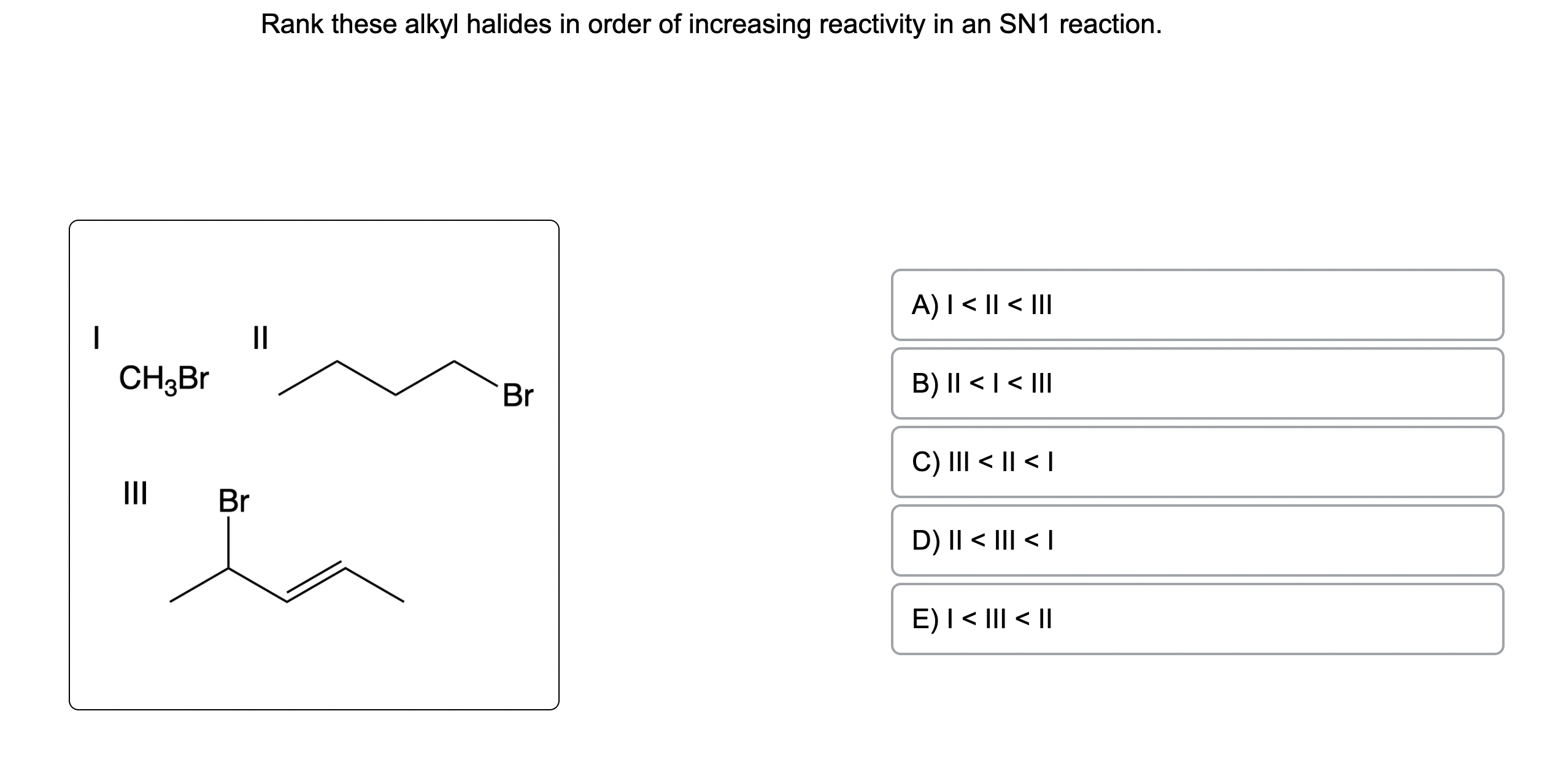 Solved Rank these alkyl halides in order of increasing | Chegg.com