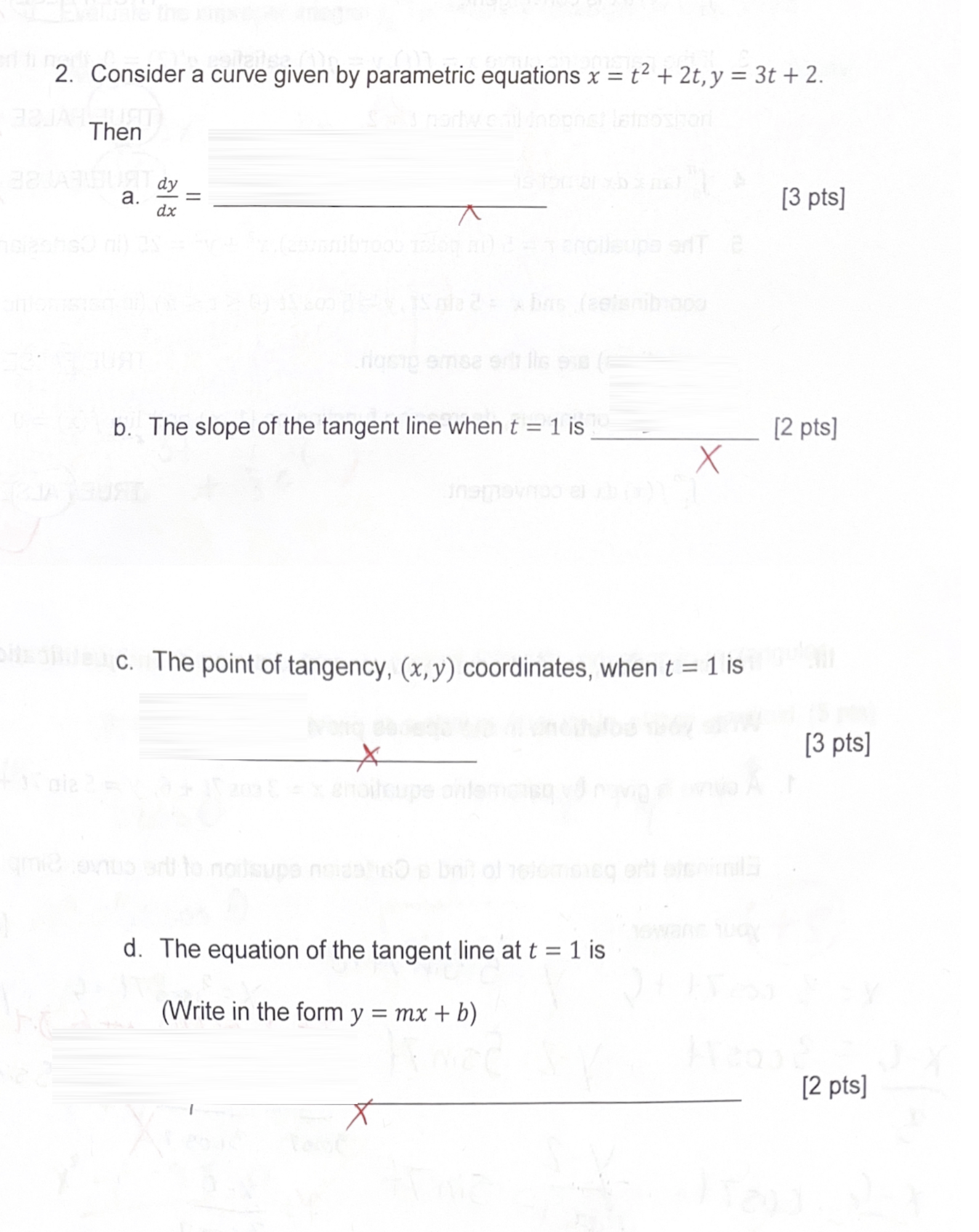 Solved 2. Consider a curve given by parametric equations | Chegg.com