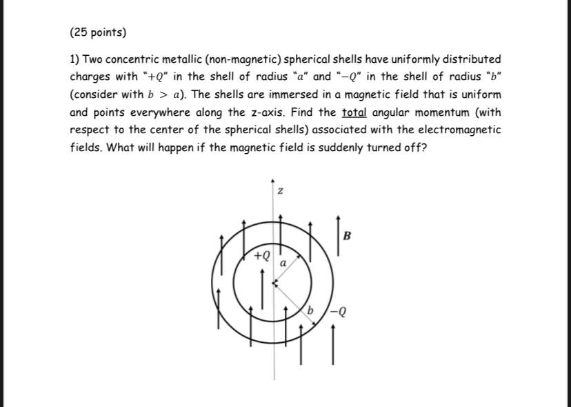 Solved 1) Two concentric metallic (non-magnetic) spherical | Chegg.com