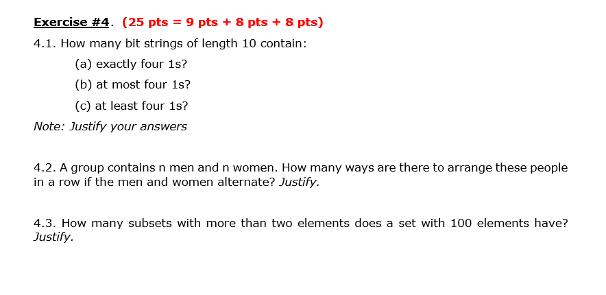 Solved Exercise #4. (25 pts = 9 pts + 8 pts + 8 pts) 4.1. | Chegg.com Solved Exercise #4. (25 pts = 9 pts + 8 pts + 8 pts) 4.1. | Chegg.com