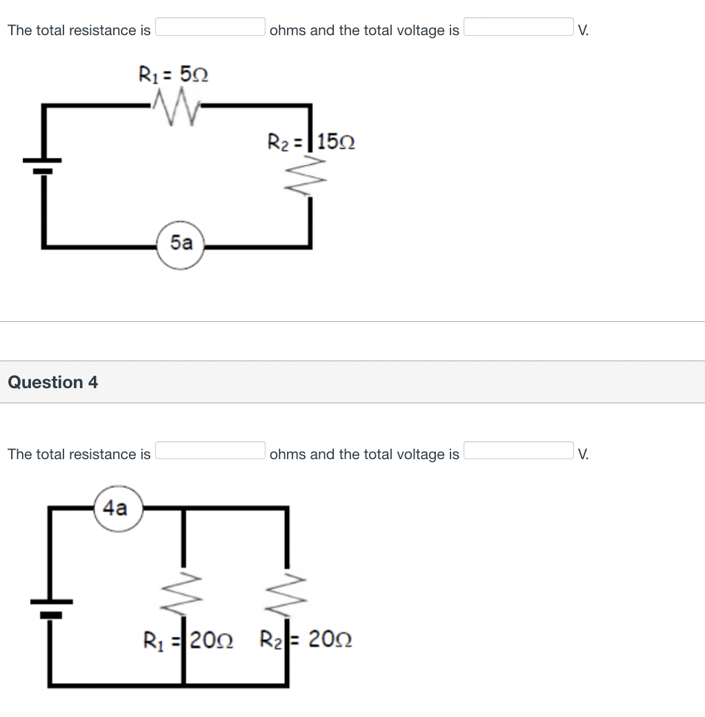 Solved The total resistance is ohms and the total voltage is | Chegg.com