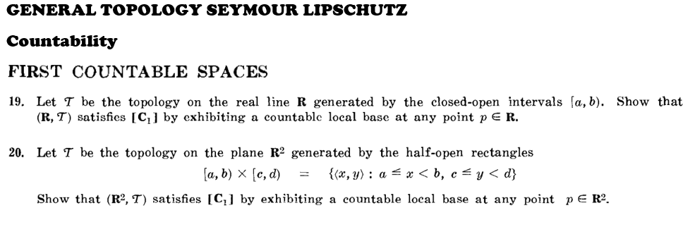 Solved GENERAL TOPOLOGY SEYMOUR LIPSCHUTZ Countability FIRST | Chegg.com